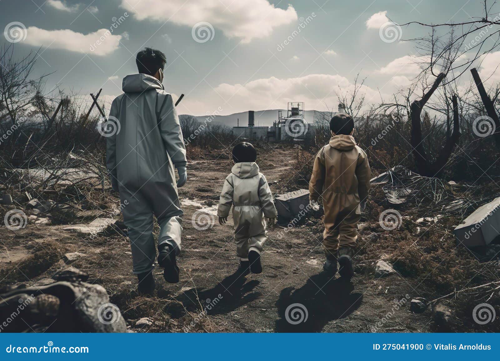 A Couple Walking through a Desolate Post-apocalyptic Wasteland Created ...