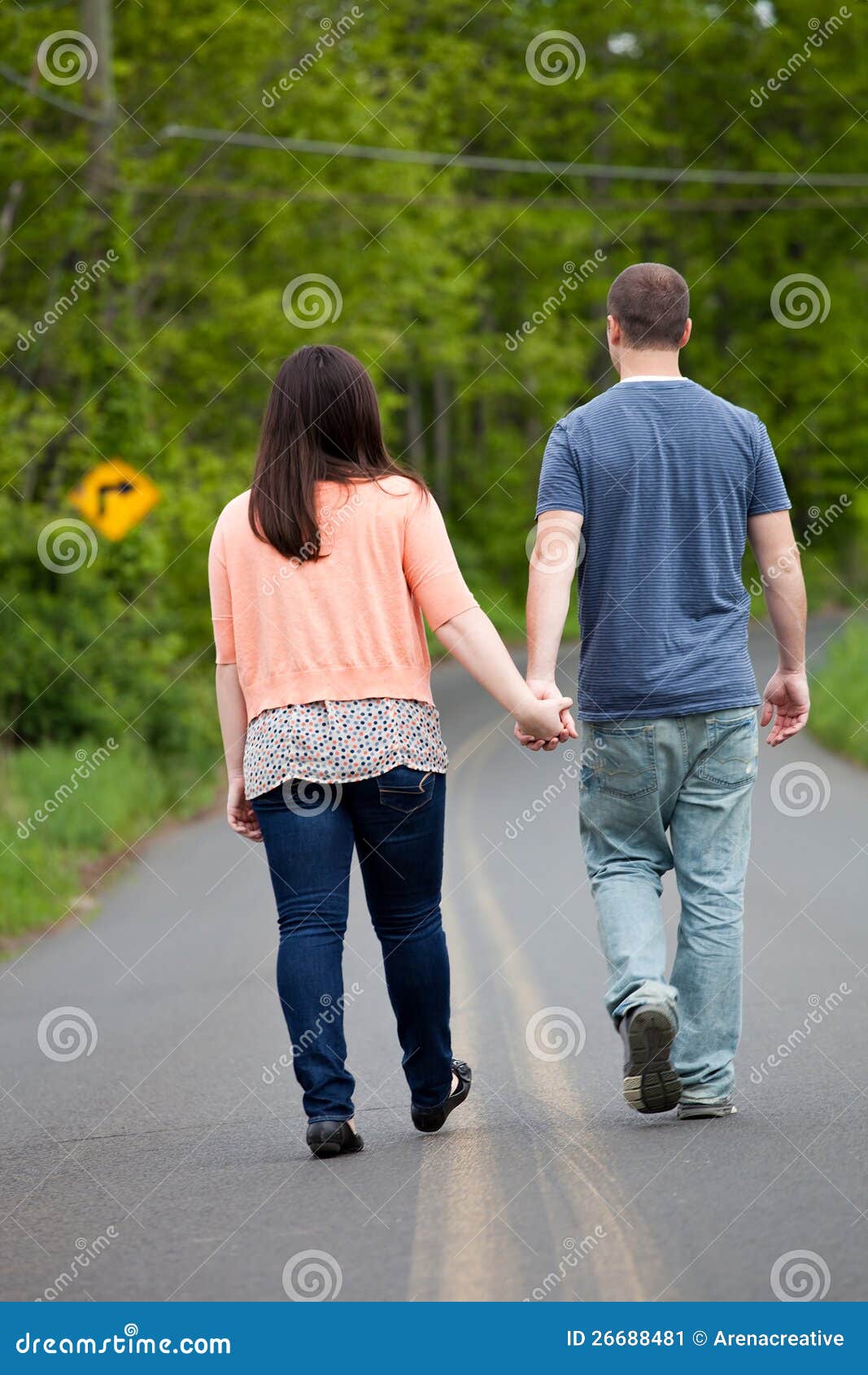Couple Walking Down the Road Together Stock Image - Image of family ...
