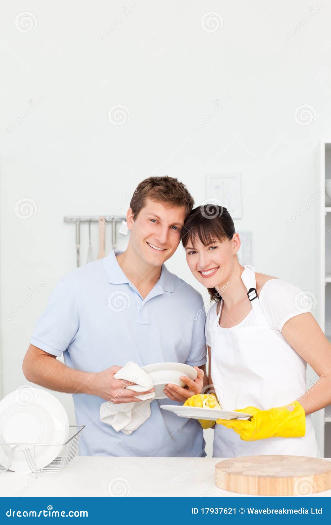 Couple Washing Dishes Together Stock Image - Image of humen, european ...