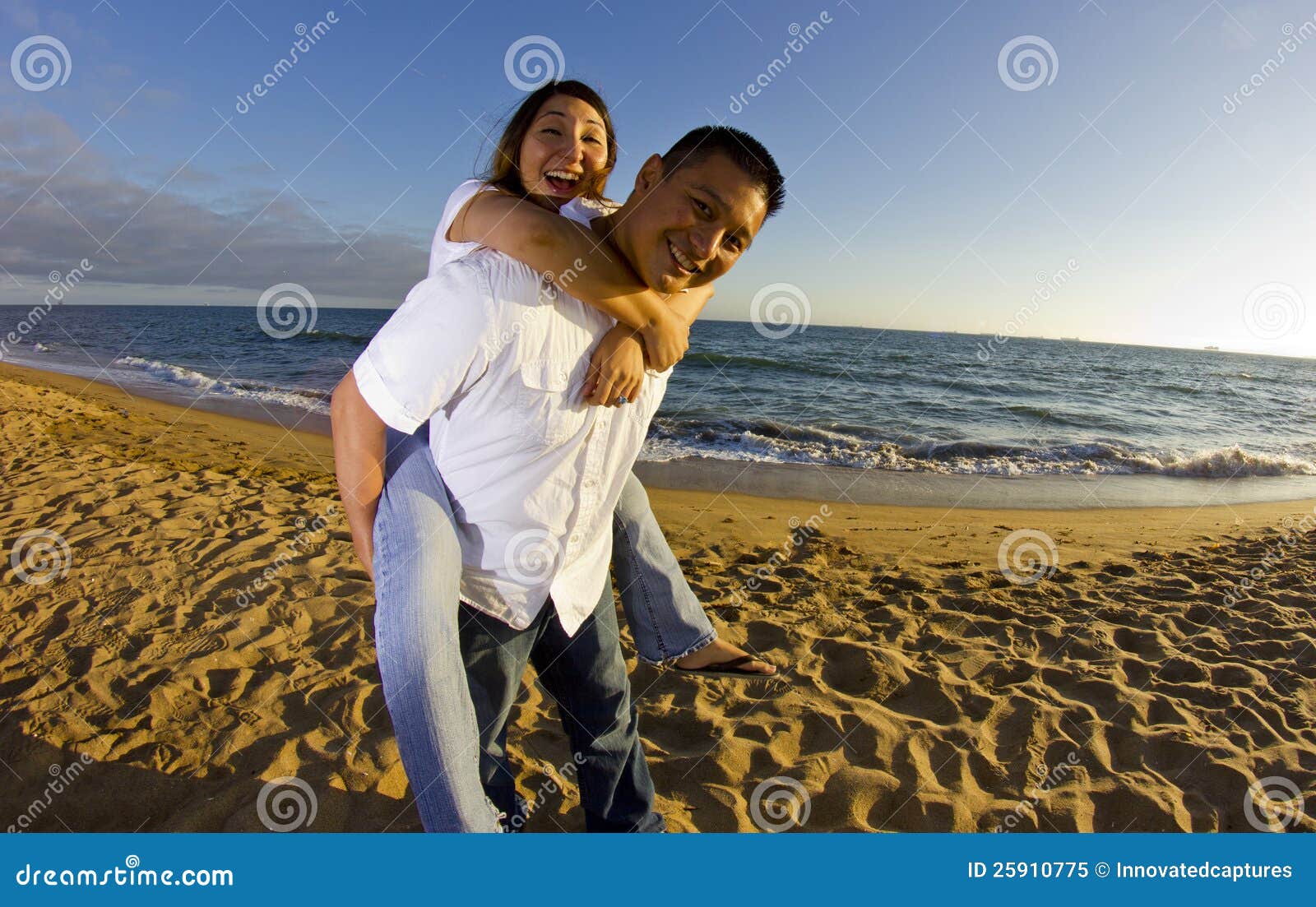 Couple Watchign the Sunset at the Beach Stock Image - Image of male ...