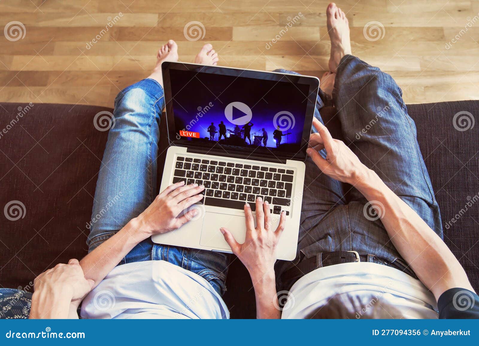 Couple Watching Live Streaming Online Concert Stock Photo - Image of ...