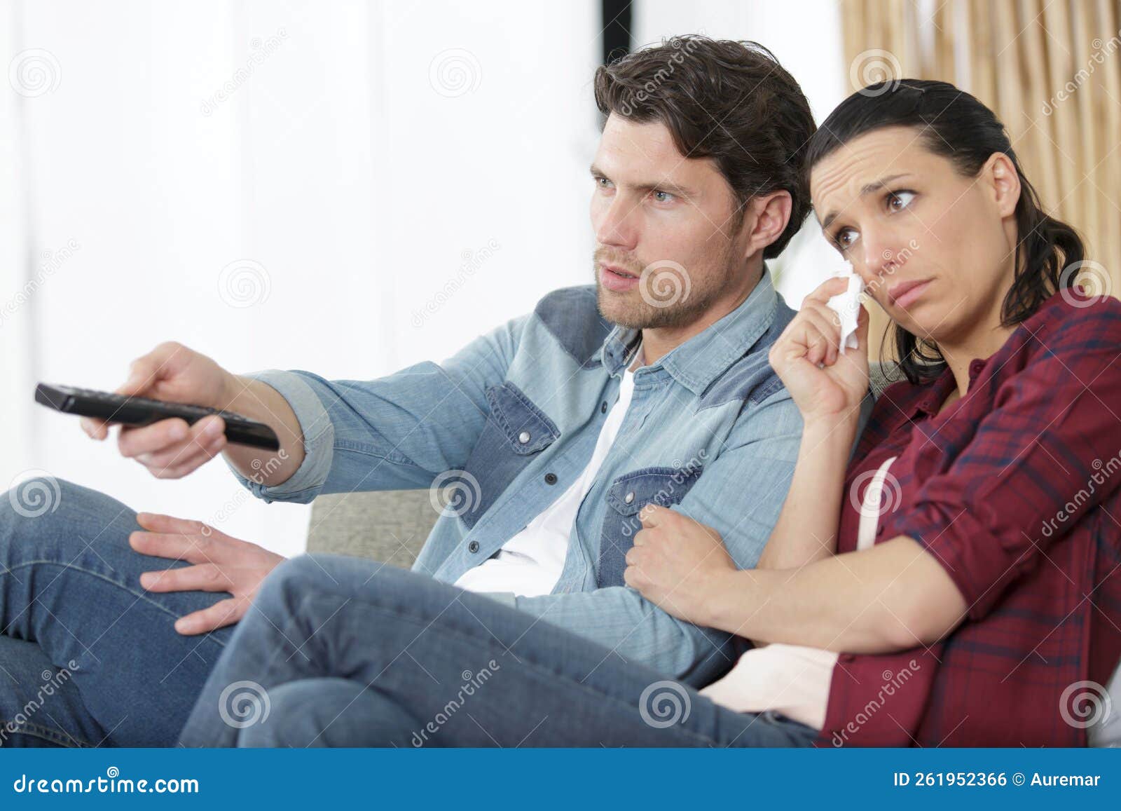 Couple Watching Soap Opera in Evening Stock Photo - Image of male ...