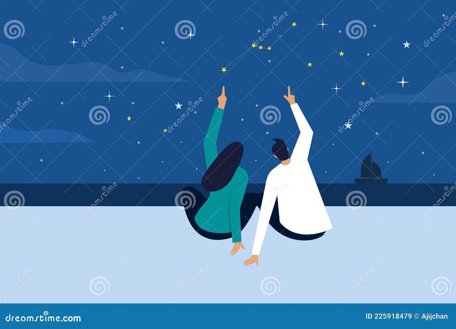 Man Watching Stars. Astronomer Studying Constellations With Telescope ...