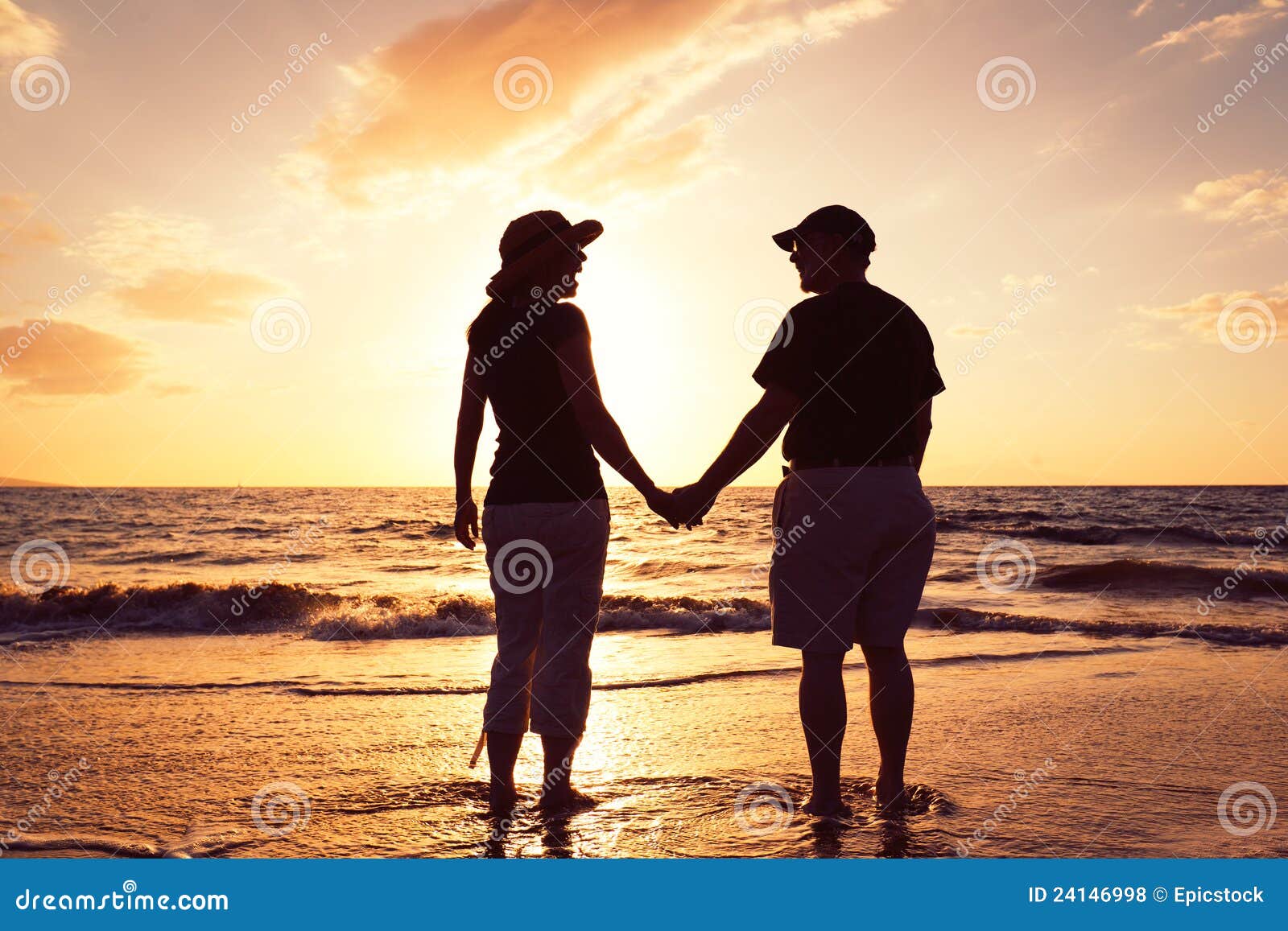 Couple Watching Sunset at the Beach Stock Photo - Image of loving, dune ...