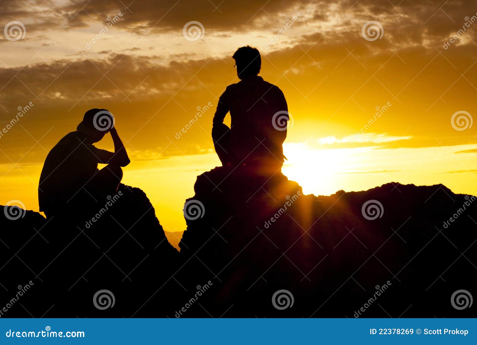 Couple Watching Sunset Over the Desert Stock Image - Image of sunrise ...