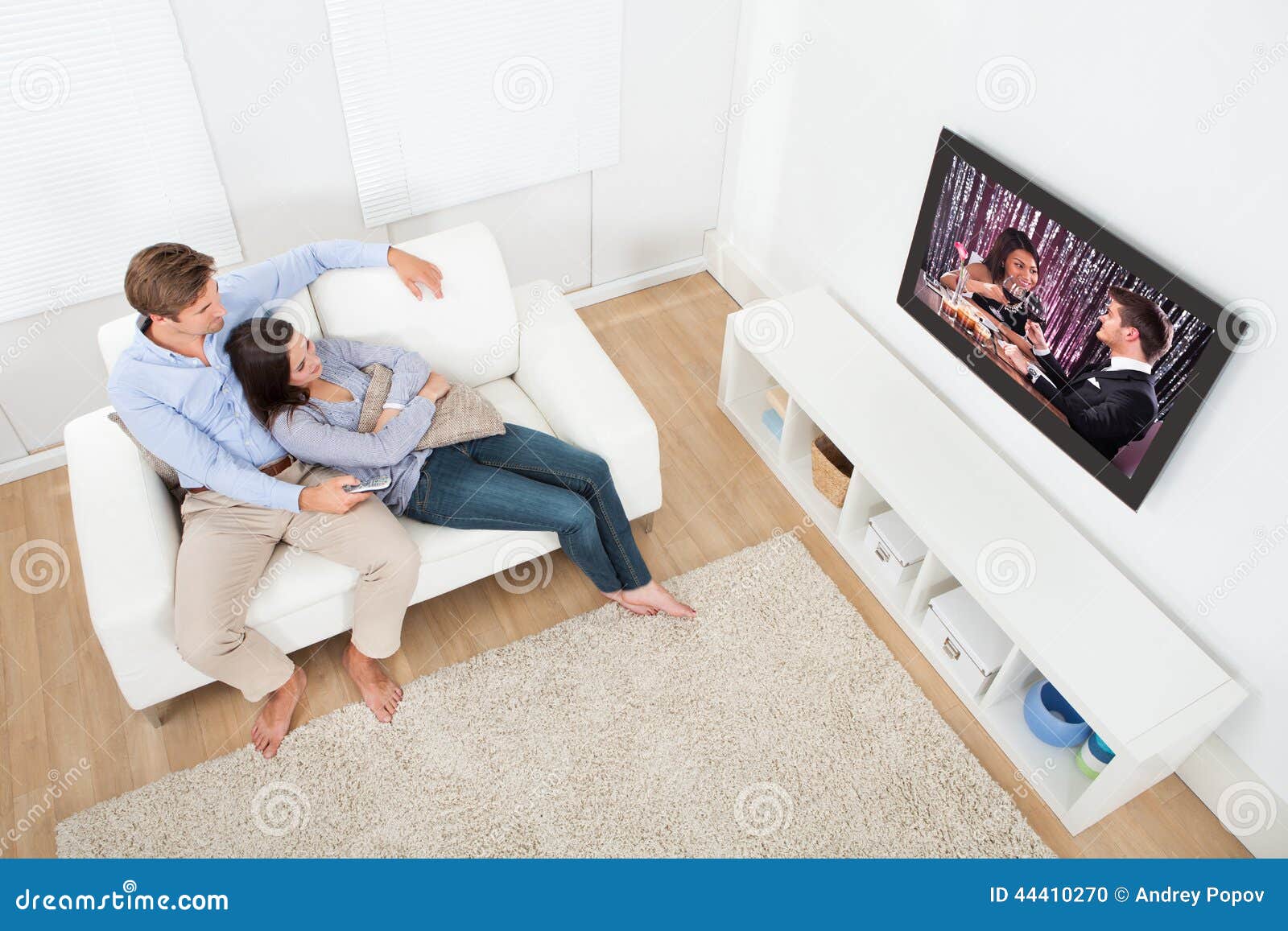 Couple Watching Television at Home Stock Photo - Image of adult, male ...