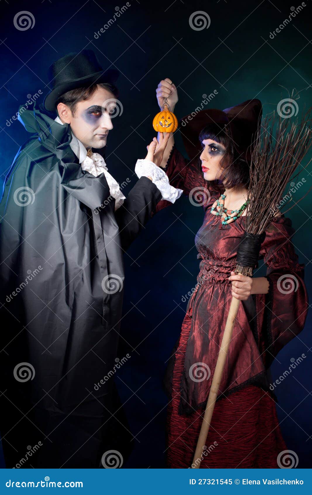 Couple Wearing As Vampire and Witch. Stock Image - Image of embroidery ...