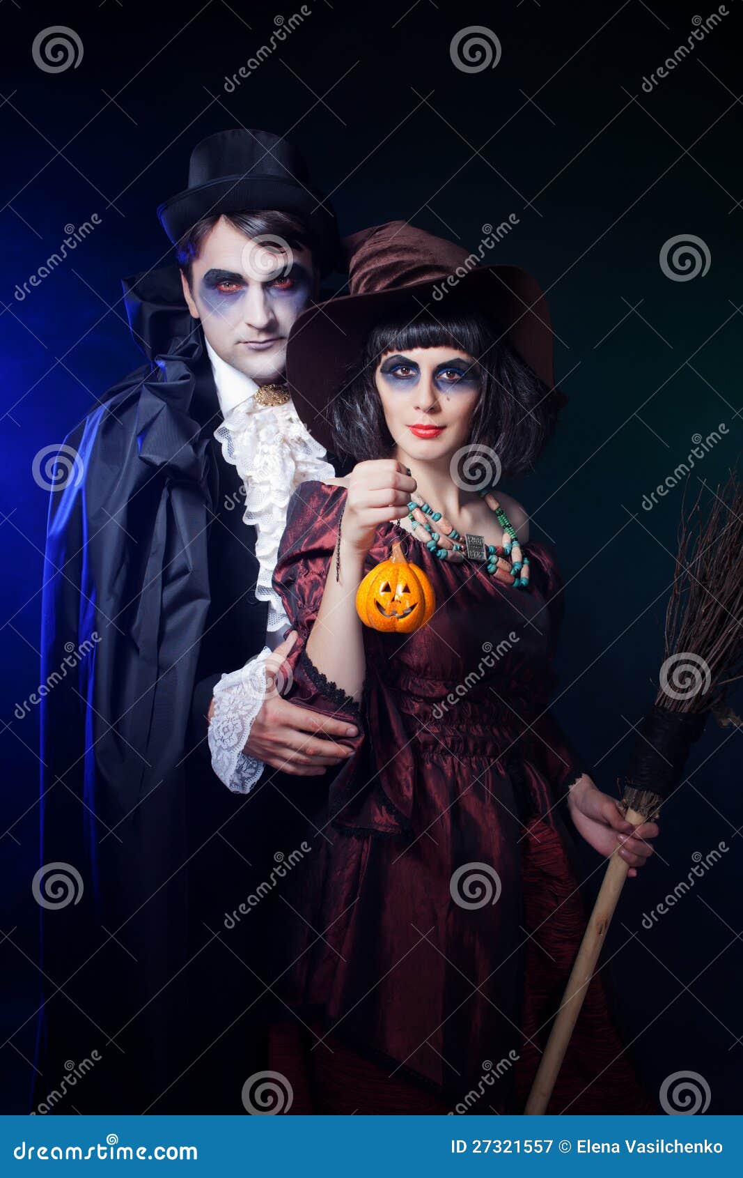 Couple Wearing As Vampire and Witch. Stock Image - Image of mystery ...