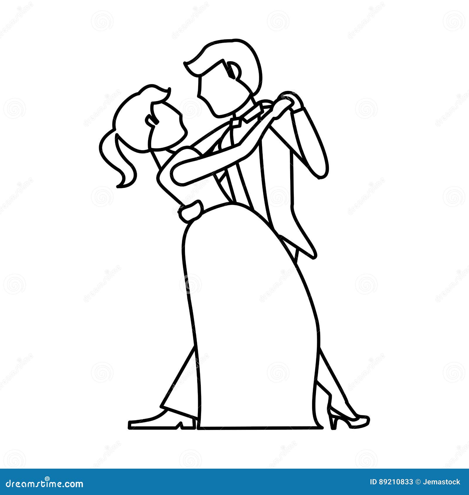 Couple Wedding Dancing Outline Stock Illustration - Illustration of ...