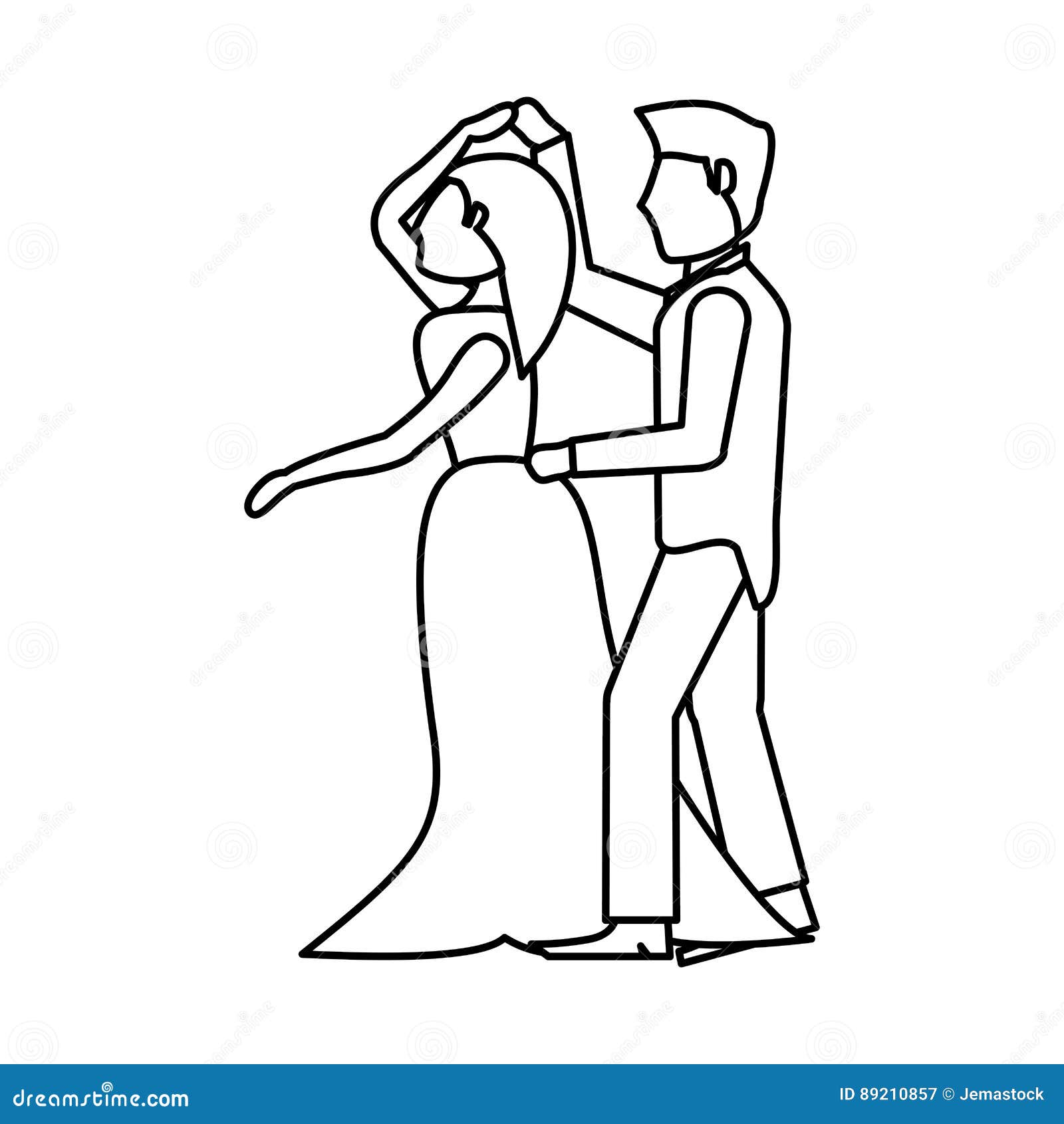 Couple Wedding Dancing Outline Stock Illustration - Illustration of ...