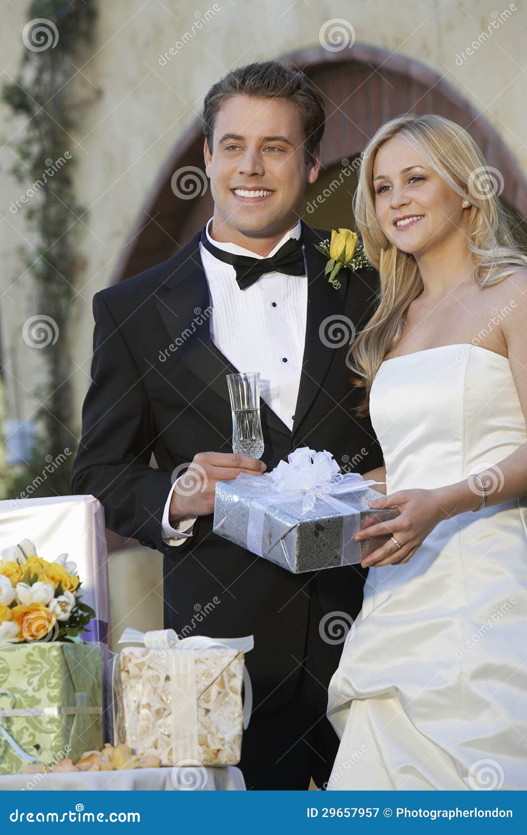 Couple with Wedding Presents Stock Image - Image of event, male: 29657957