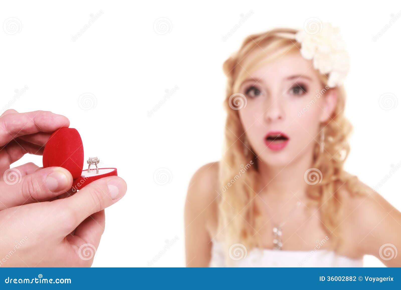 Couple with Wedding Ring and Gift Box Isolated Stock Photo - Image of ...