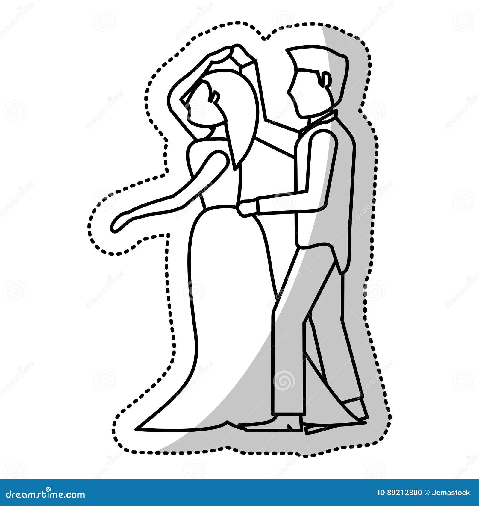 Couple Wedding Romantic Outline Stock Illustration - Illustration of ...