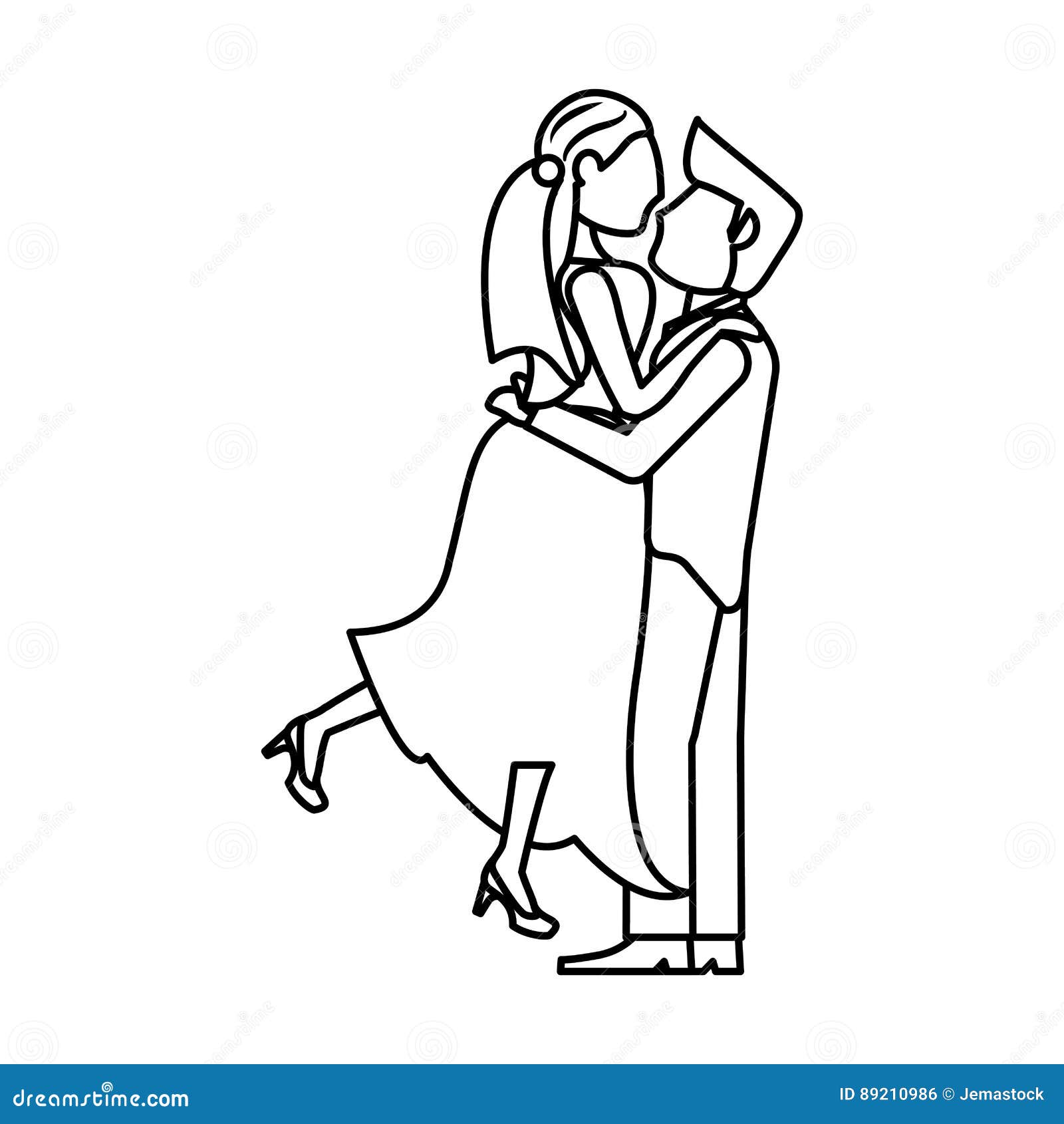 Couple Wedding Together Romantic Outline Stock Illustration ...