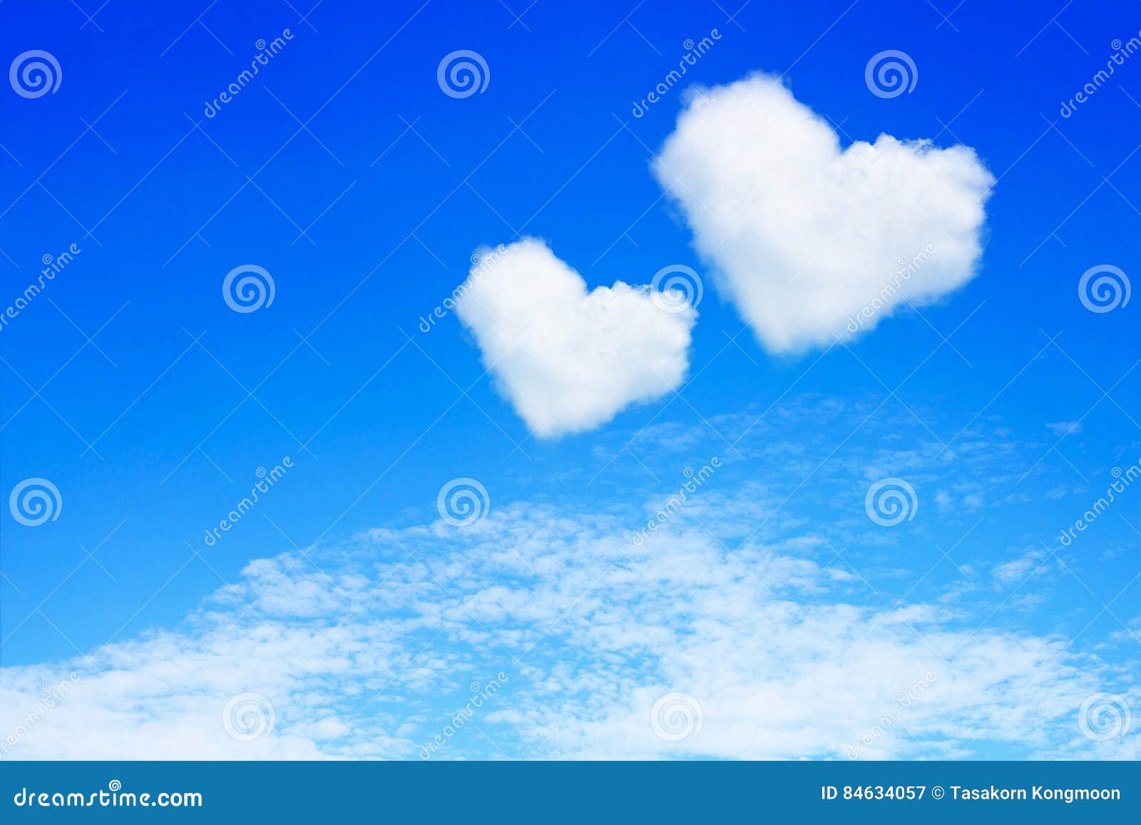 Couple White Heart Shaped Clouds on Blue Sky Stock Image - Image of ...