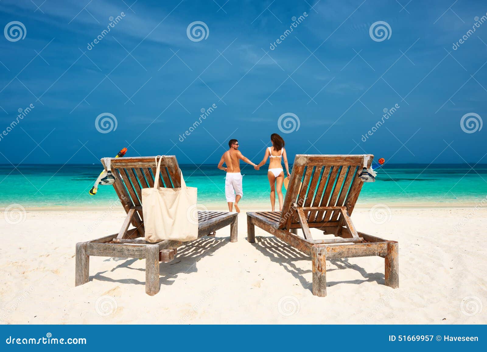 Couple in White Running on a Beach at Maldives Stock Image - Image of ...