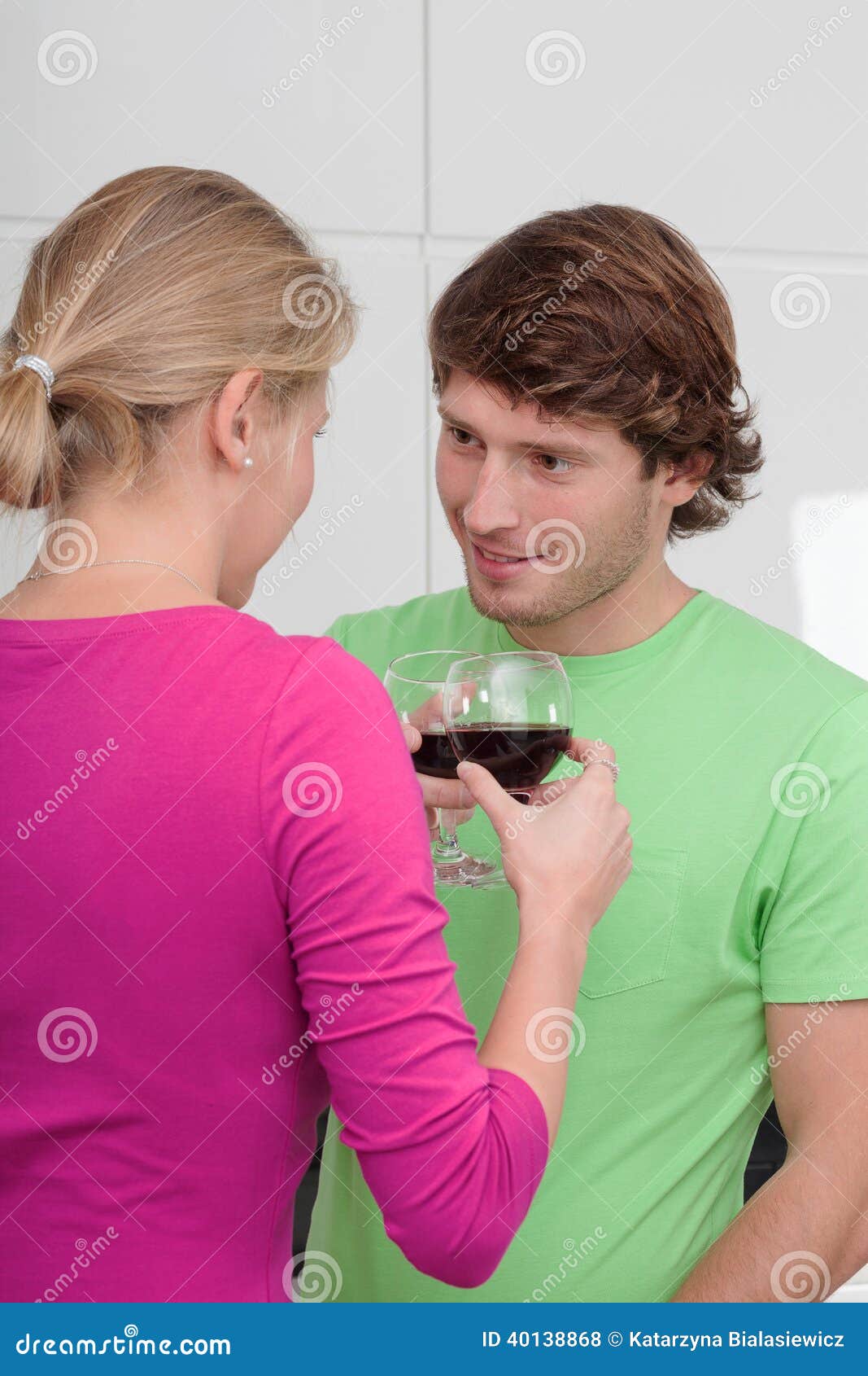 Couple and wine stock photo. Image of kitchen, home, smiling - 40138868