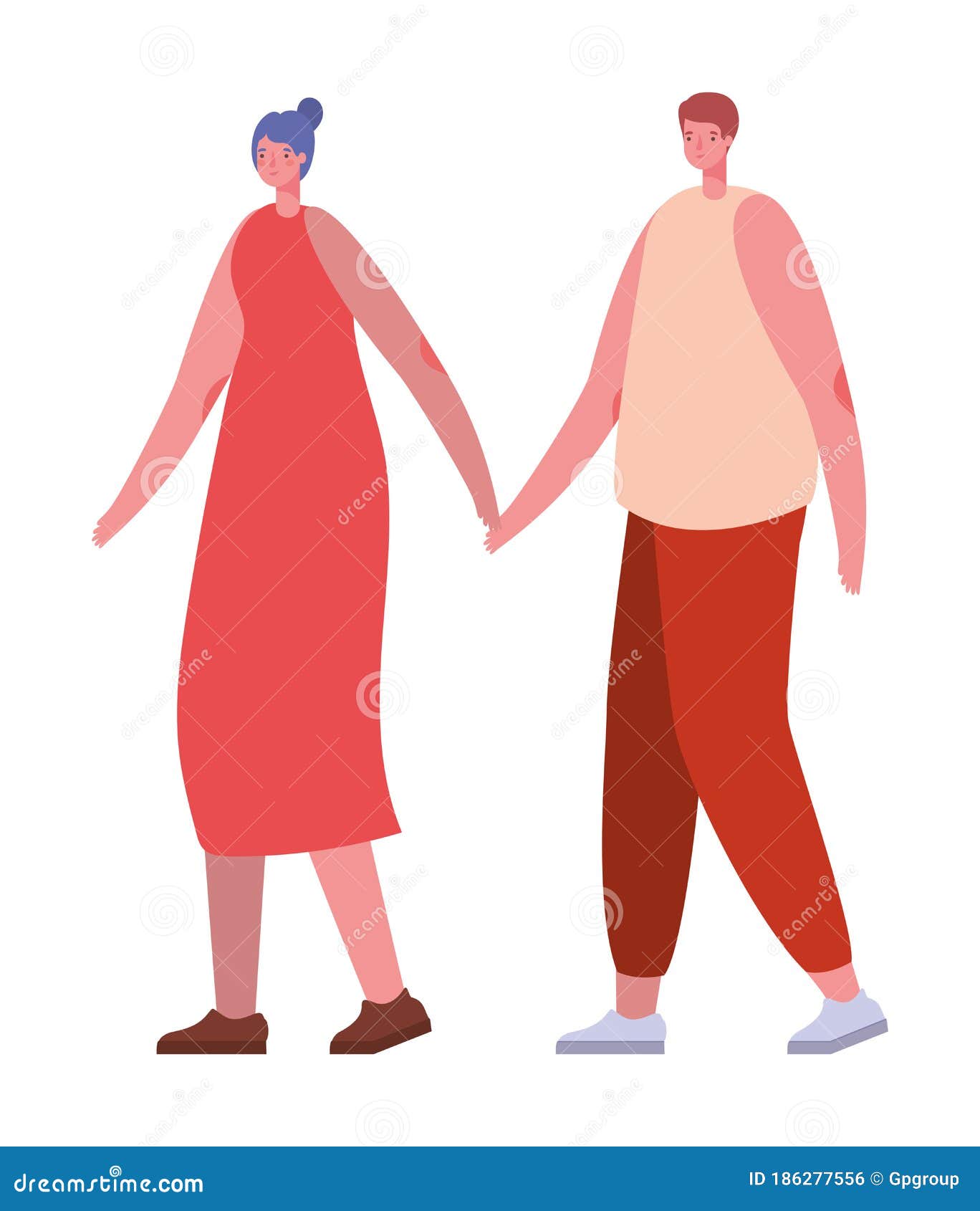 Couple Of Woman And Man Cartoon Vector Design Stock Vector