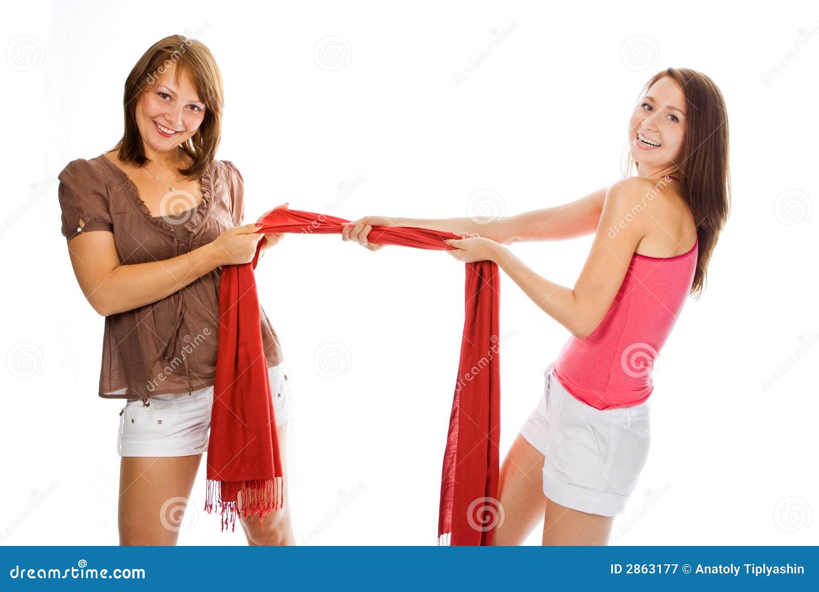 Couple Woman Pull Red Scarf Stock Image - Image of happiness, couple ...