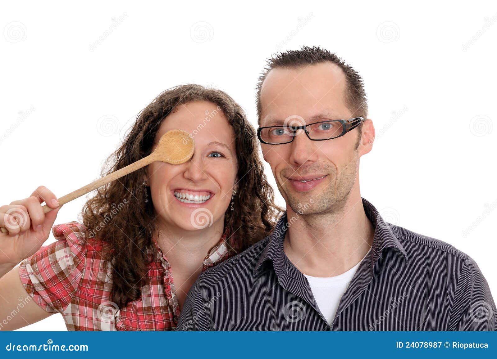 Couple with wooden spoon stock image. Image of home, kitchen - 24078987