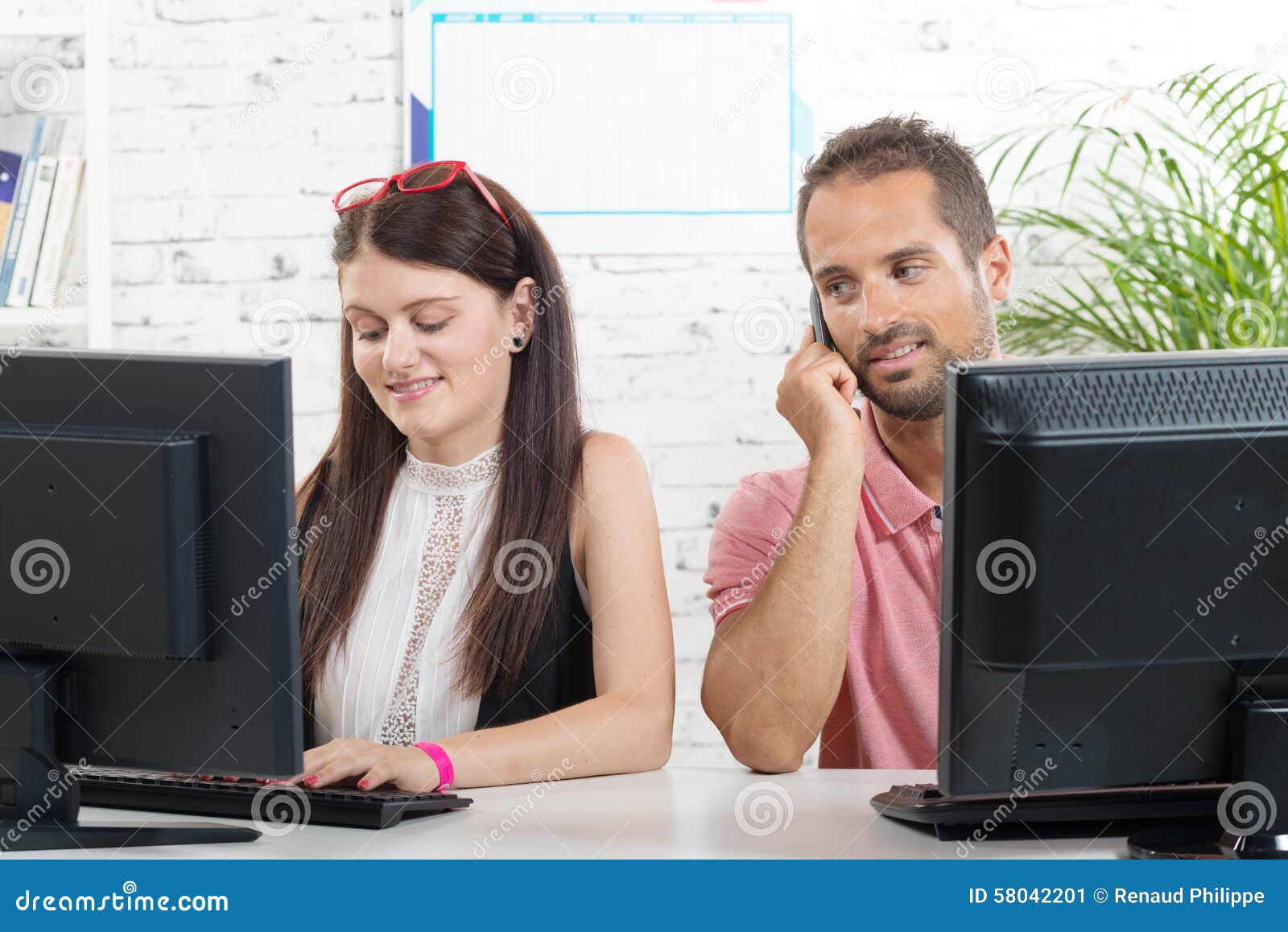Couple at Work in the Office, Stock Image - Image of communication ...