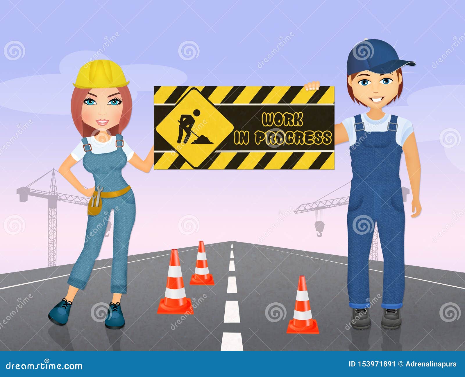 Couple work in progress stock illustration. Illustration of funny ...