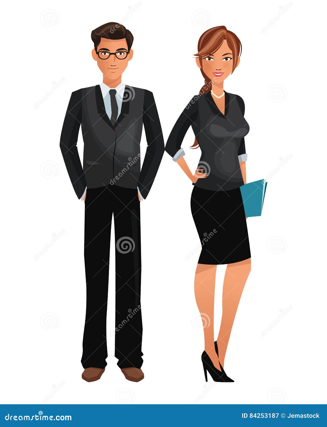 Couple Worker Office Business Standing Stock Vector - Illustration of ...