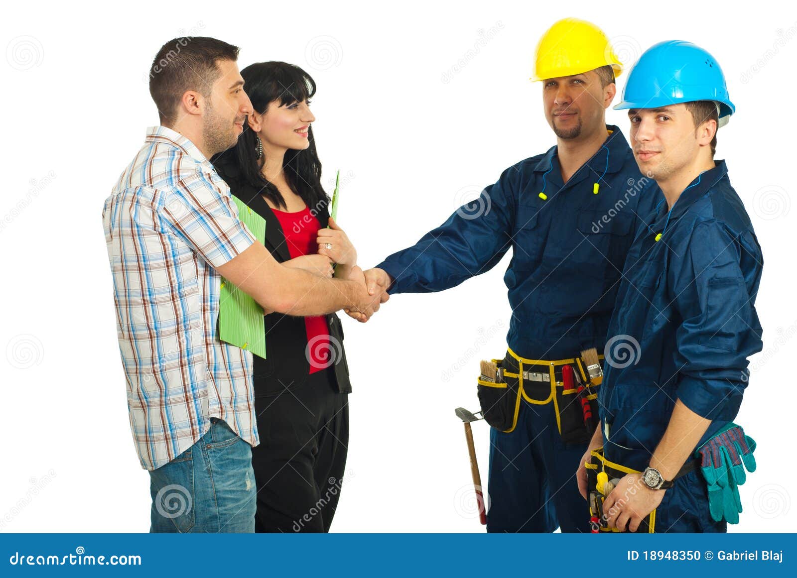 Couple and Workers Team Agreement Stock Photo - Image of hand, family ...