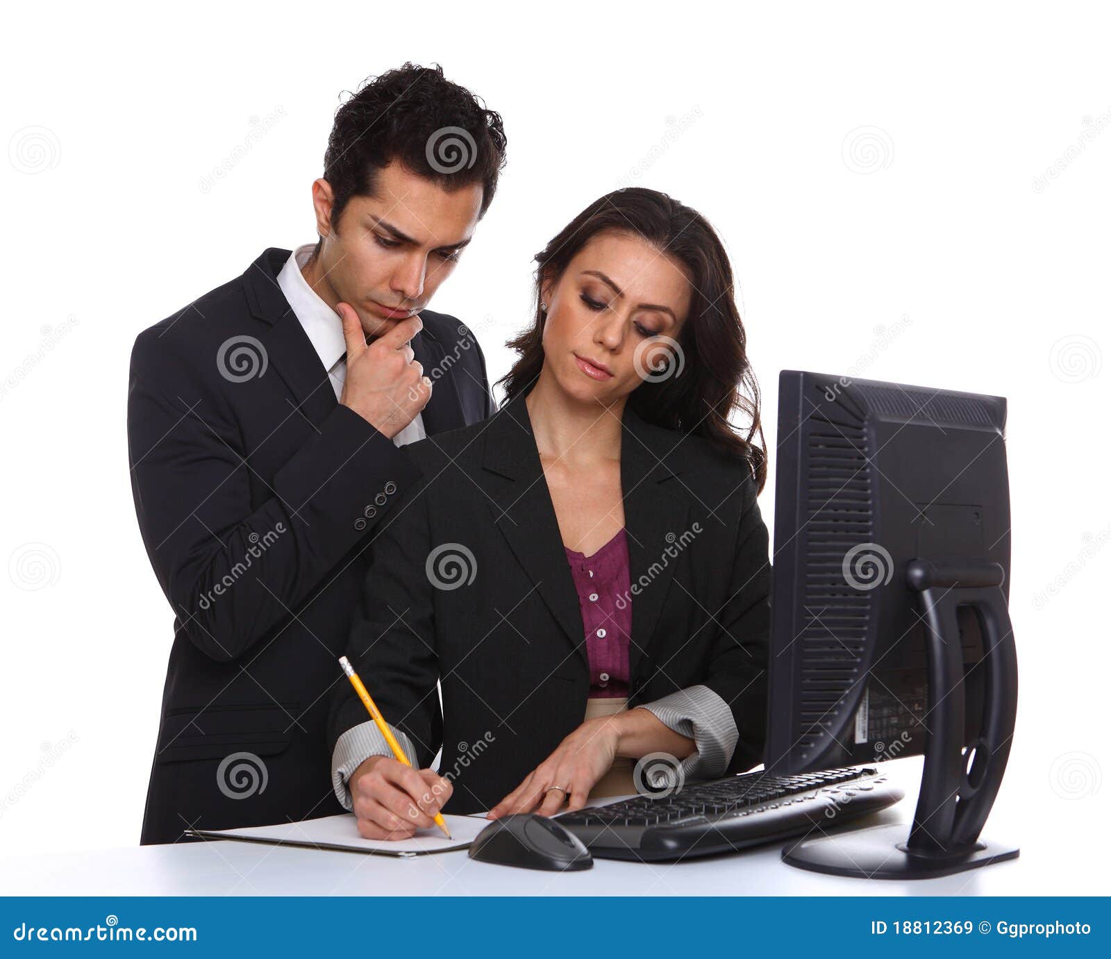 Couple Working on a Computer Stock Image - Image of problem ...
