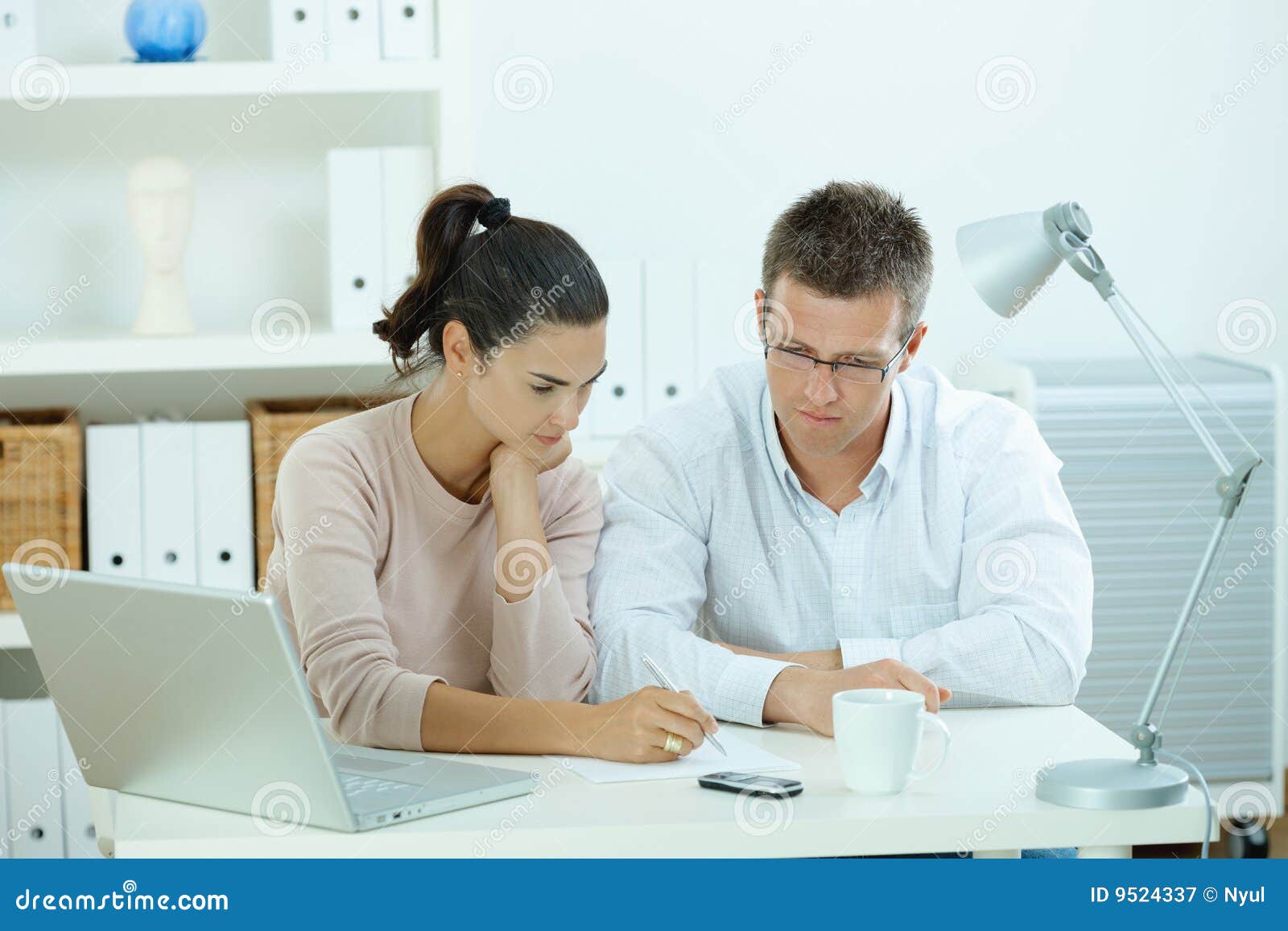 Couple working at home stock image. Image of desk, businessman - 9524337