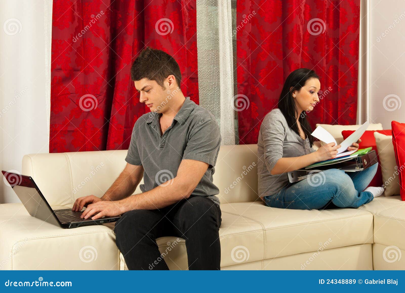 Couple working separated stock image. Image of room, sadness - 24348889