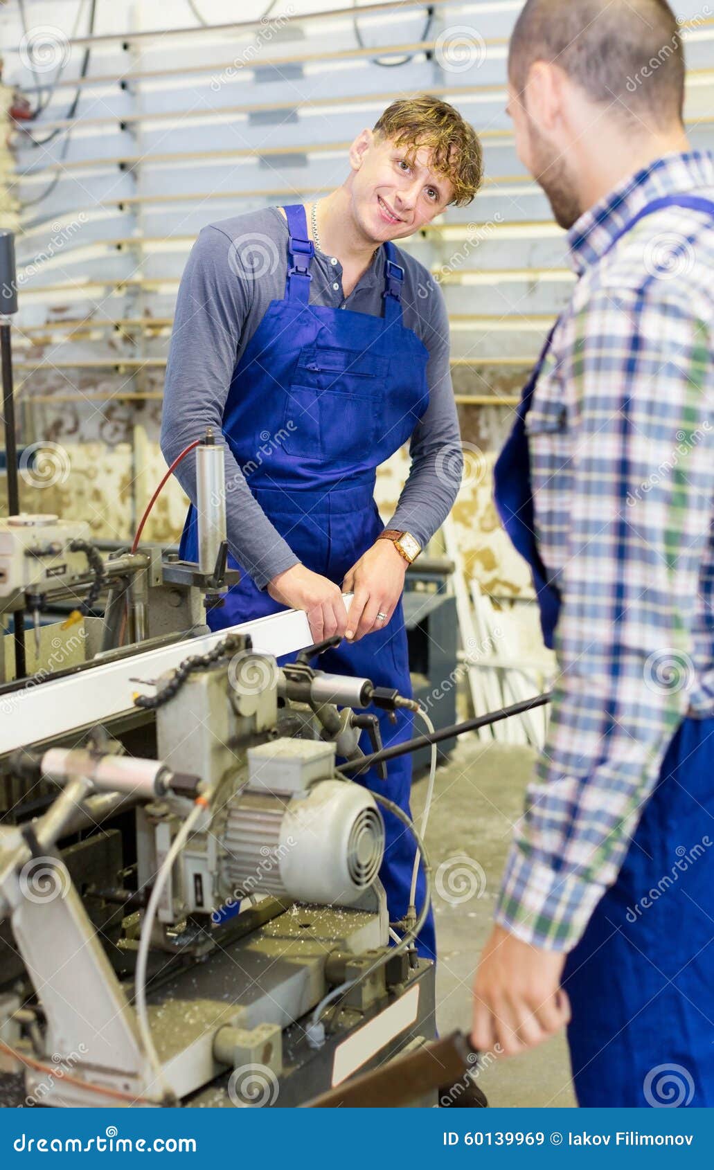 Couple of Workmen at Factory Stock Image - Image of model, positive ...