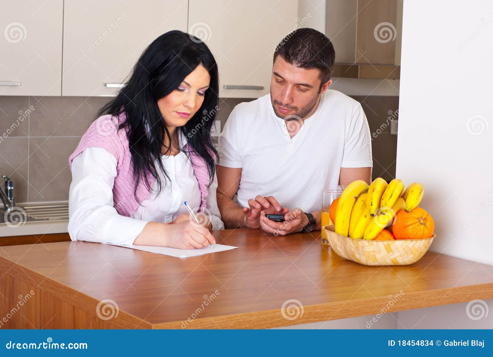 Couple Writing and Calculate Their Expenses Stock Photo - Image of ...