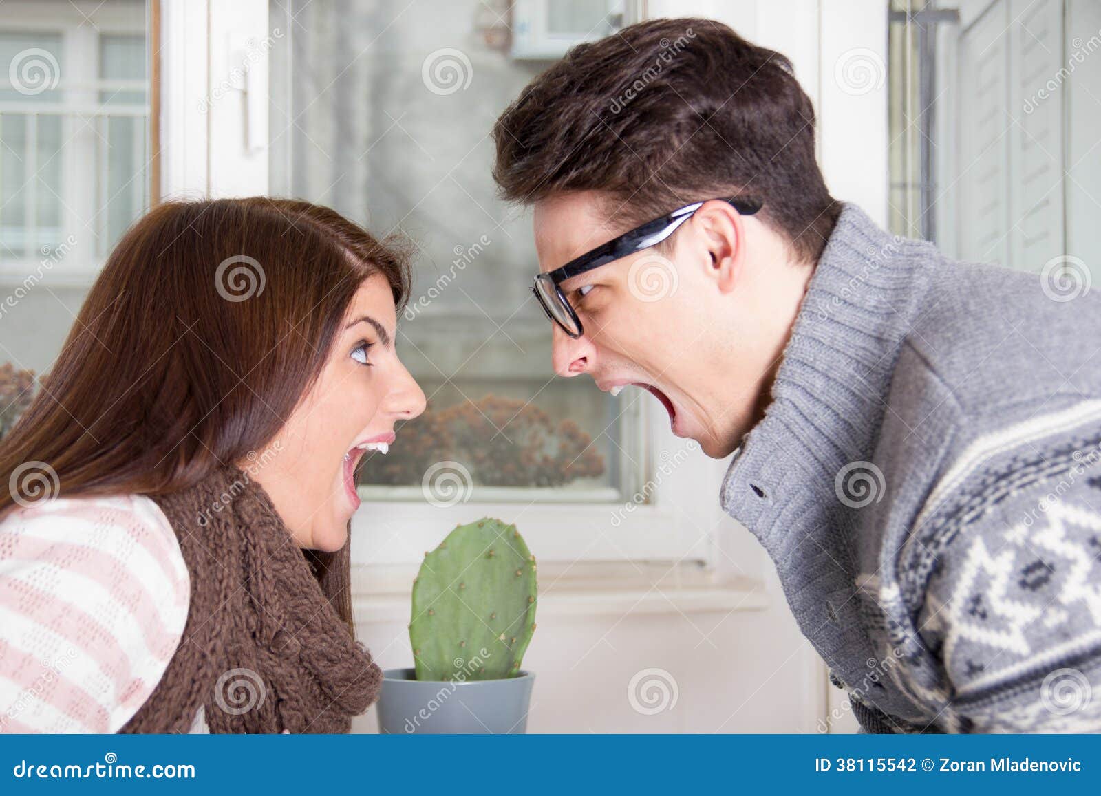 Couple Yelling at Each Other Shouting Face To Face Stock Photo - Image ...