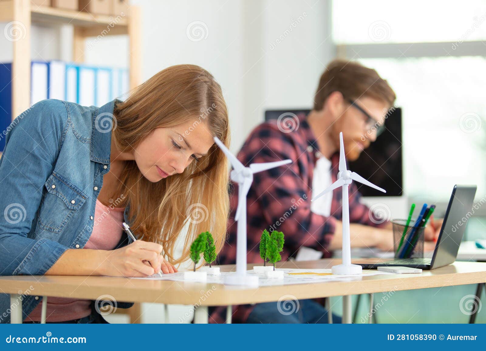 Couple Young Designers Working at Modern Office Stock Photo - Image of business, technology ...