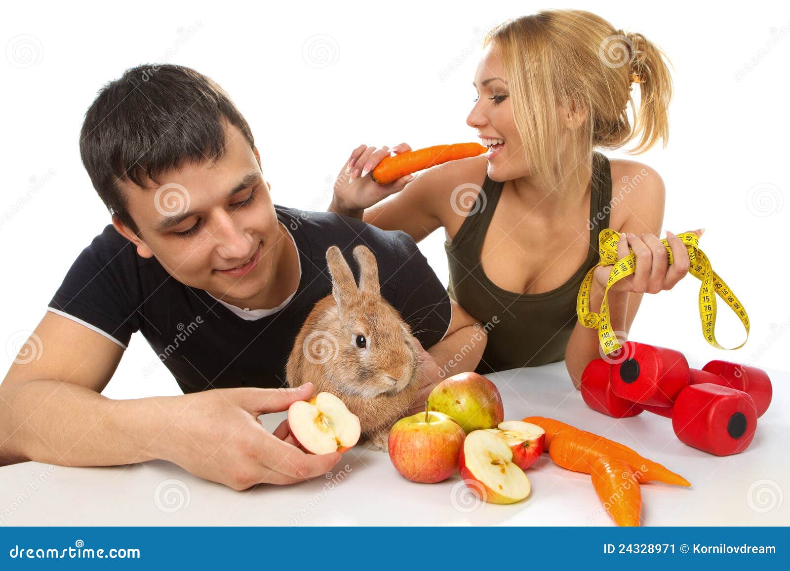 Couple with young rabbit stock image. Image of food, beige - 24328971