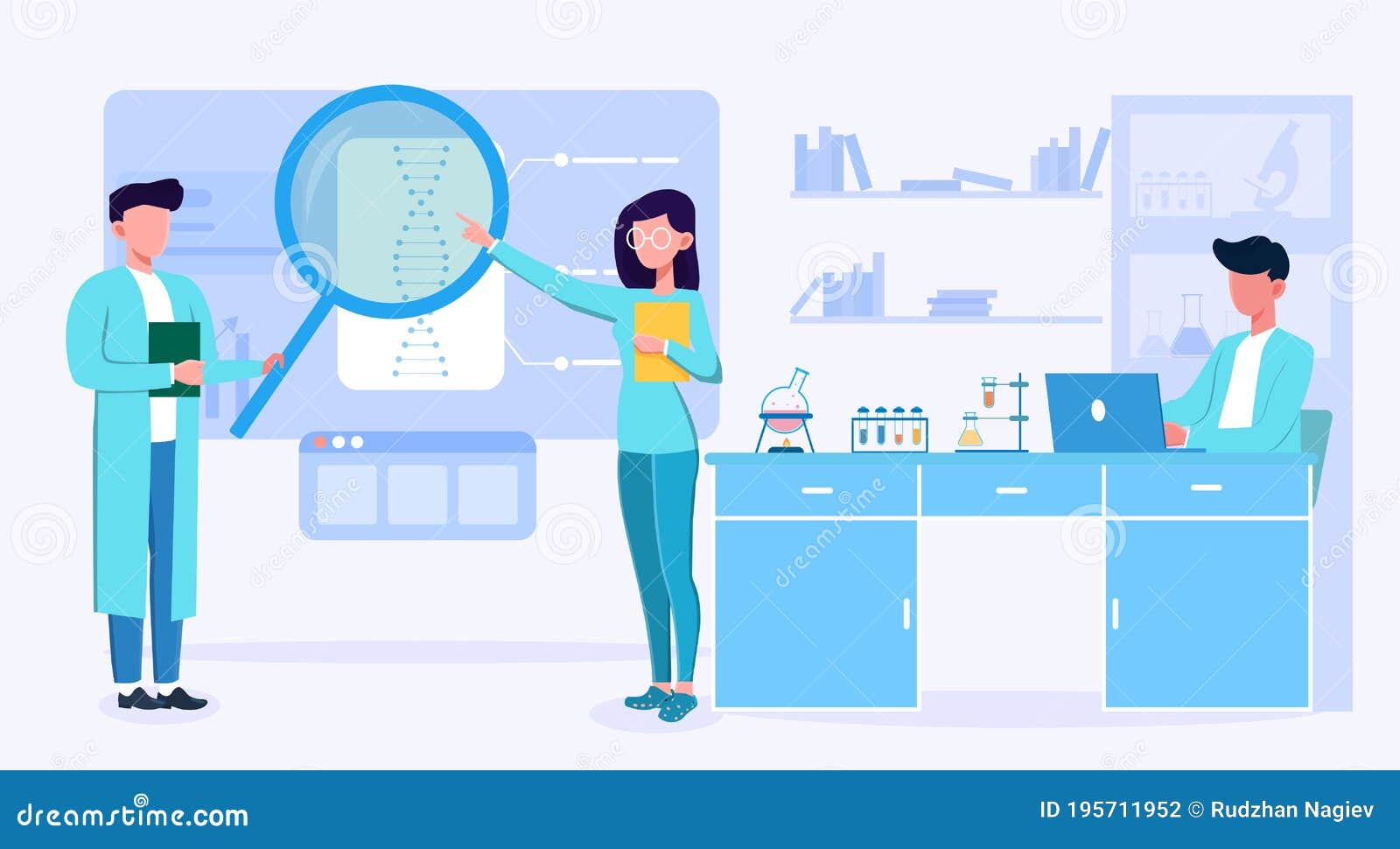 Young Scientists Characters In Laboratory. Doctor Research In A ...