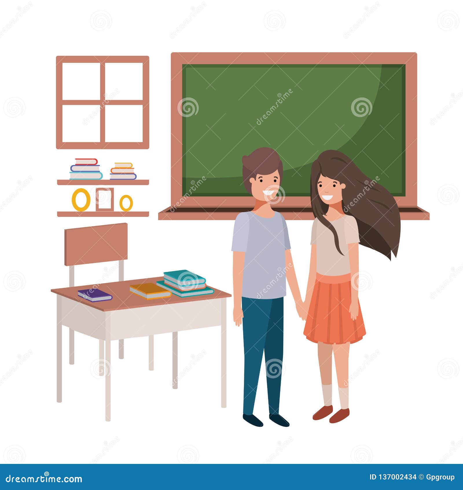 Couple of Young Students in the Classroom Stock Vector - Illustration ...