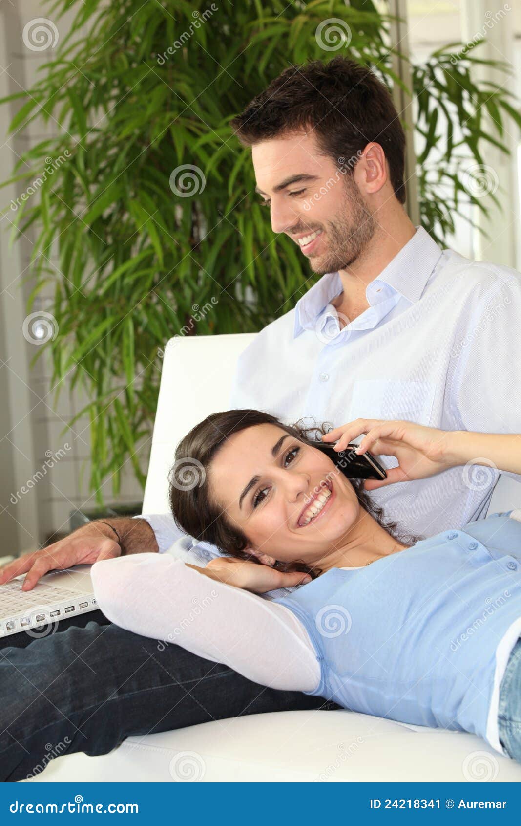 Couplemaking Telephone Call Stock Image - Image of girlfriend, bright ...