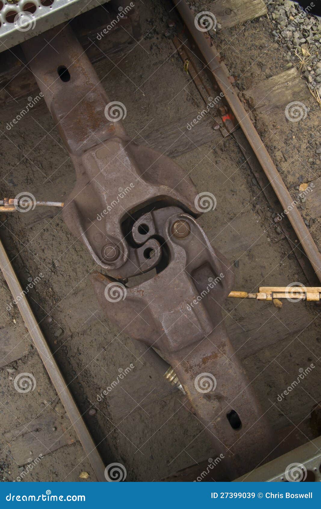 Railroad Coupler between Rail Cars Freight Train Stock Image - Image of ...