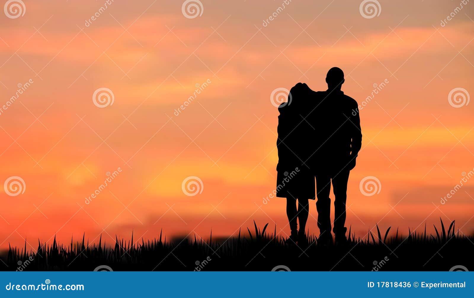 Couples As a Silhouette Against Sunset/sunrise Stock Vector ...