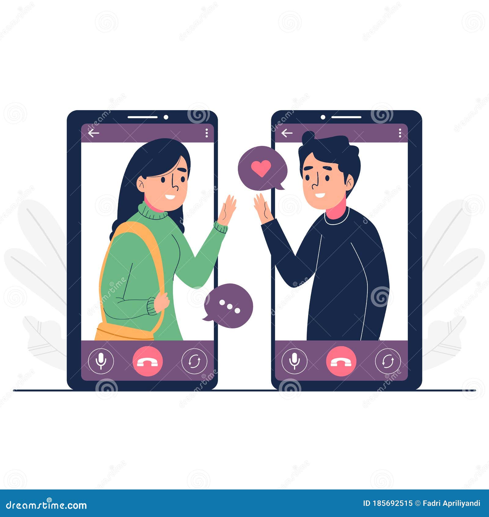 Couples Communicating through Video Call Stock Vector - Illustration of ...