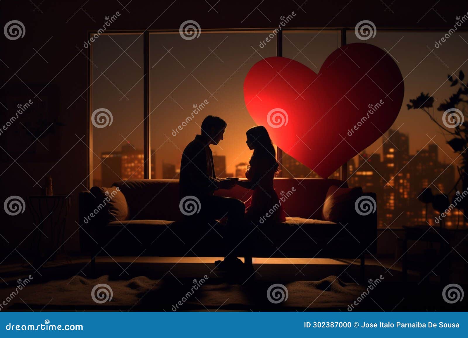 Couples Creating HeartShaped Shadow Puppets on Stock Illustration ...