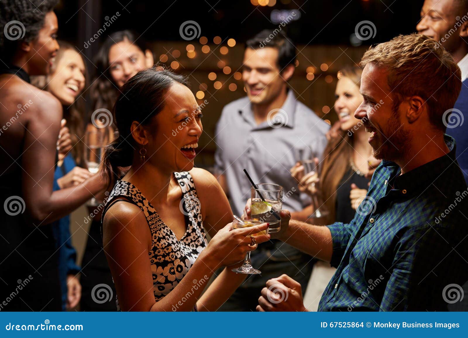 Couples Dancing and Drinking at Evening Party Stock Photo - Image of ...