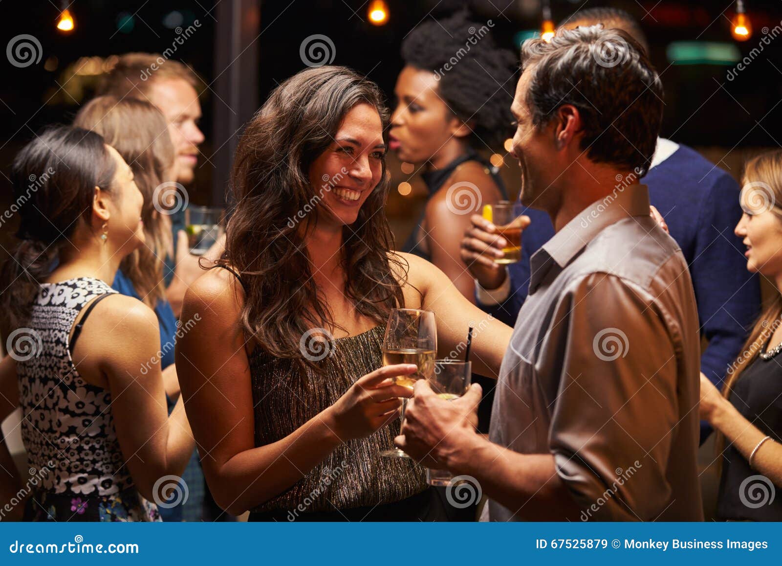Couples Dancing and Drinking at Evening Party Stock Image - Image of ...