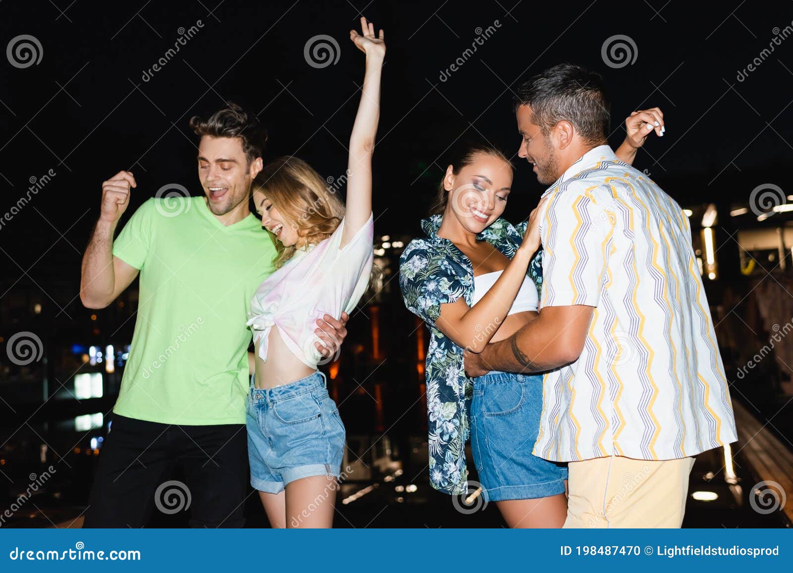 Couples Dancing and Hugging Outdoors at Stock Photo - Image of happy ...