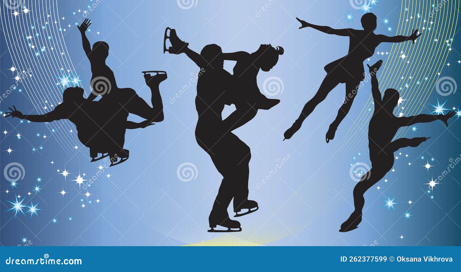 Couples dancing on ice stock vector. Illustration of slide - 262377599