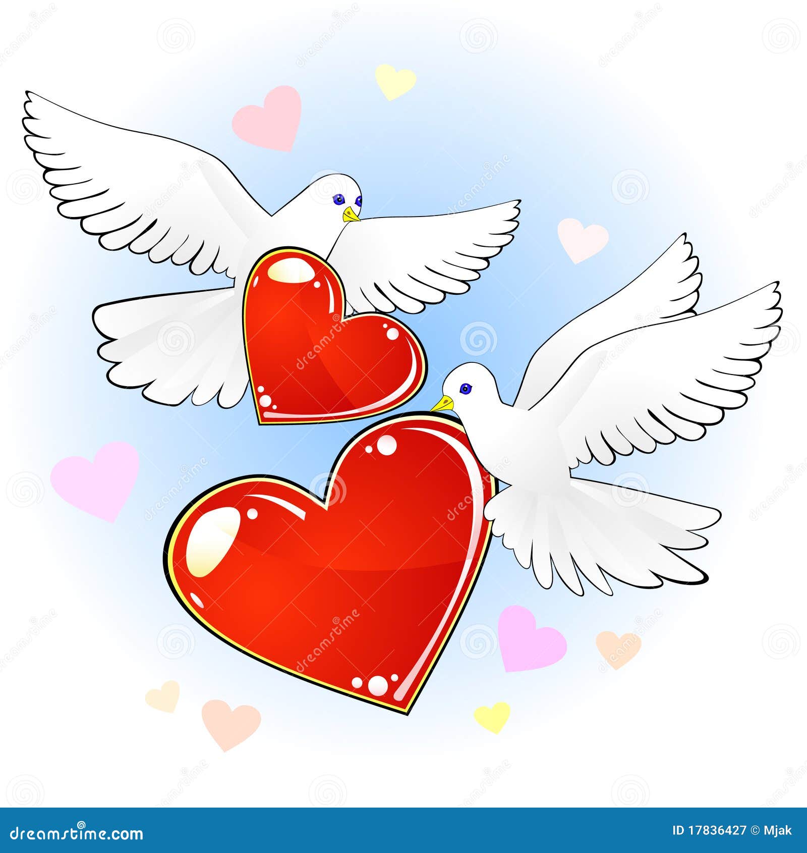 Couples Des Colombes Avec Les Coeurs Rouges Illustration de Vecteur ...