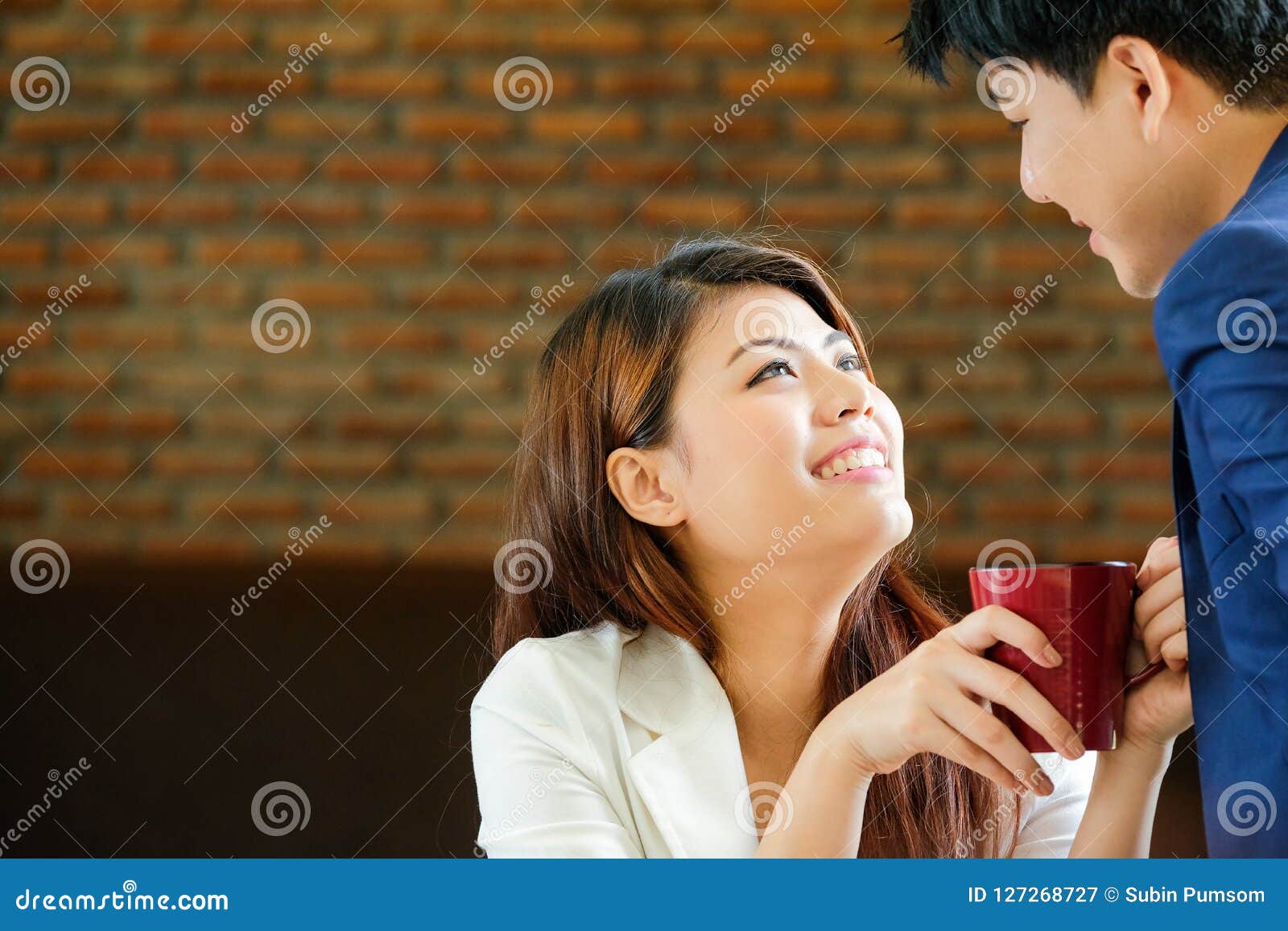 Couples are Eating a Refreshing Coffee Stock Image - Image of adult ...