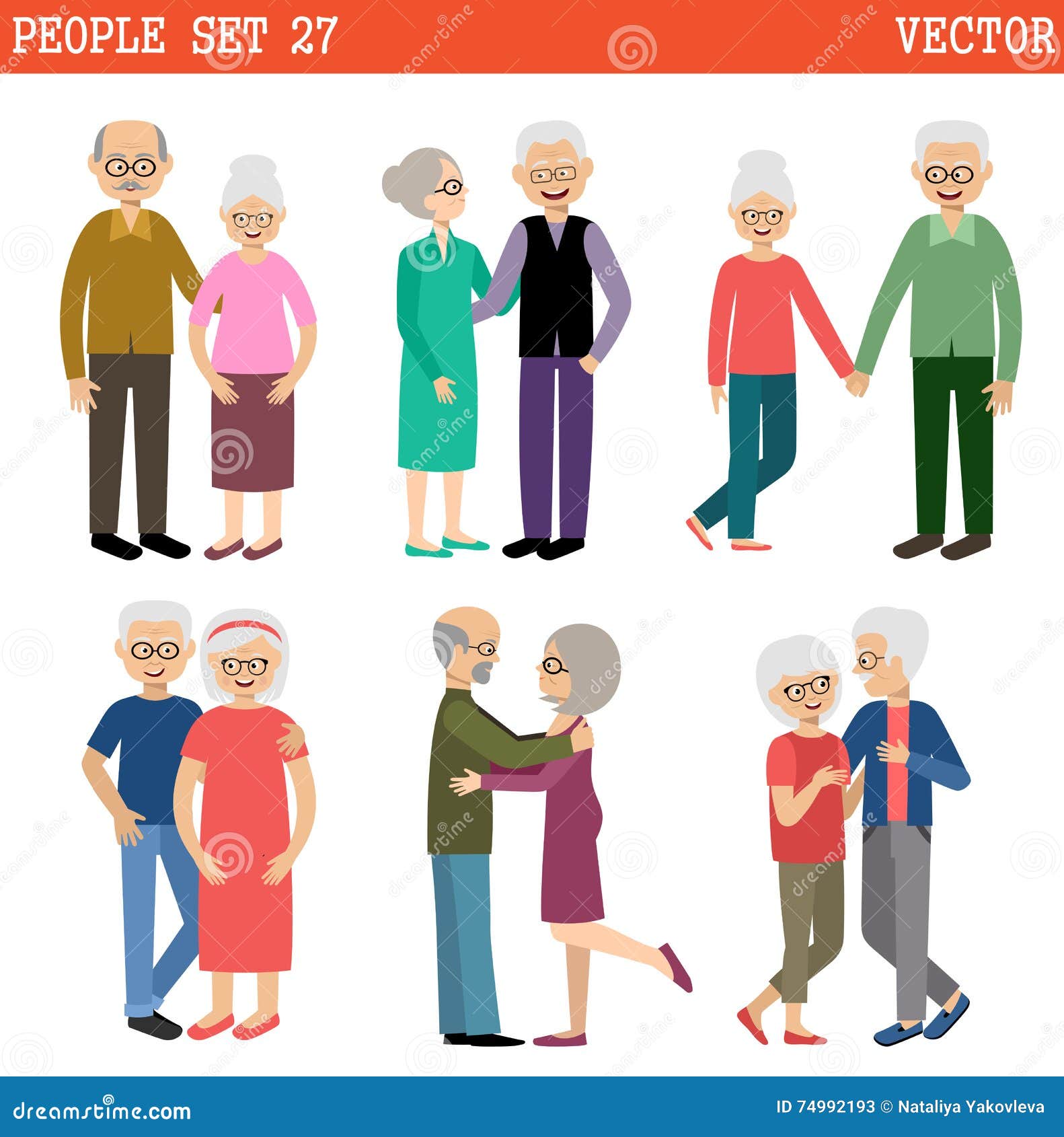 A Set Of People, Pensioners, Grandparents. Isolated On White Background ...